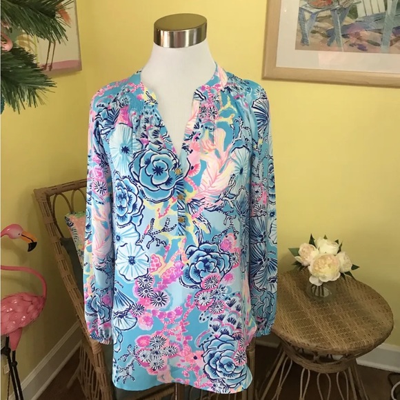 Lilly Pulitzer | Tops | Lilly Pulitzer Nwt Elsa Silk Top Once Upon A ...